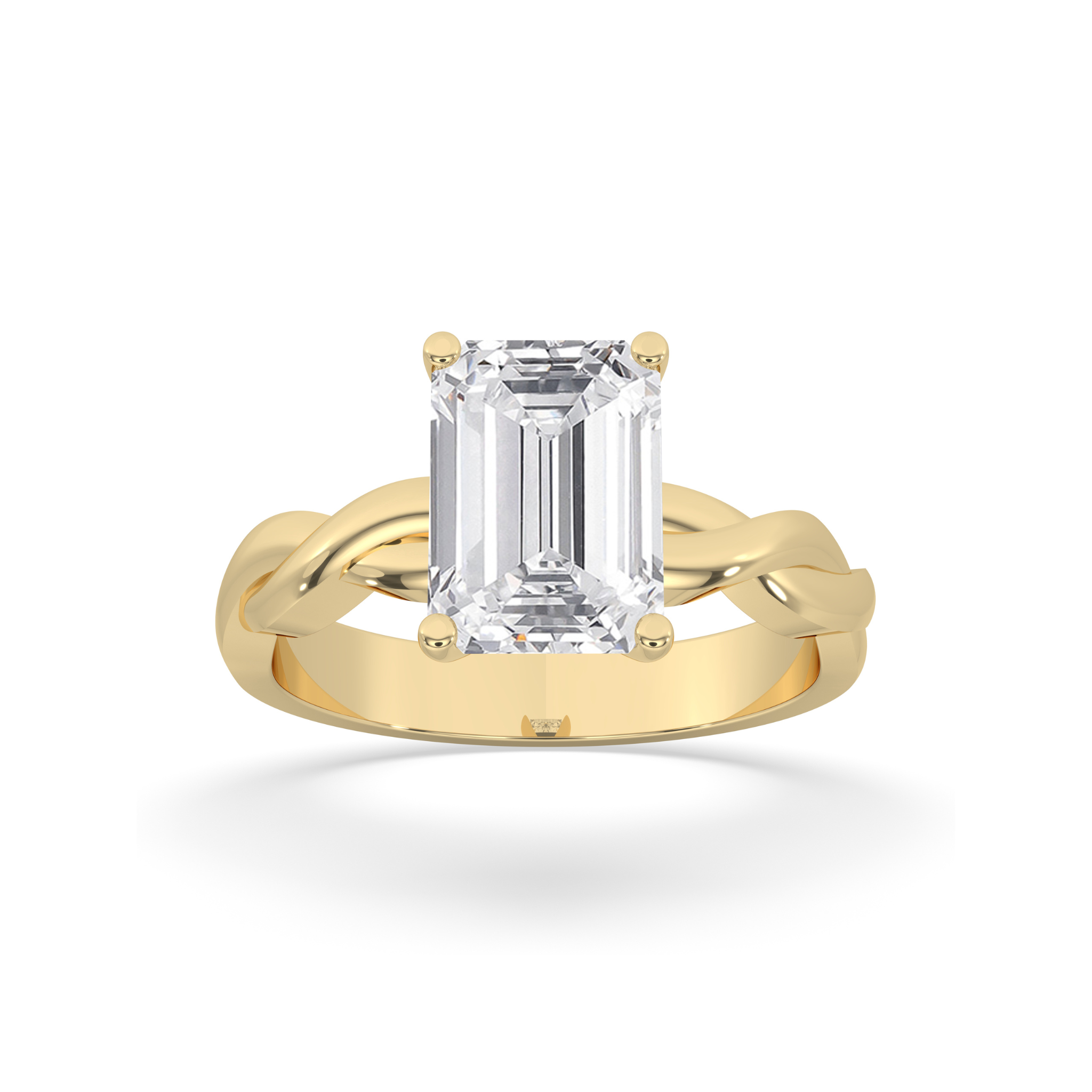 Twisted Band Solitaire Ring – Green Glam